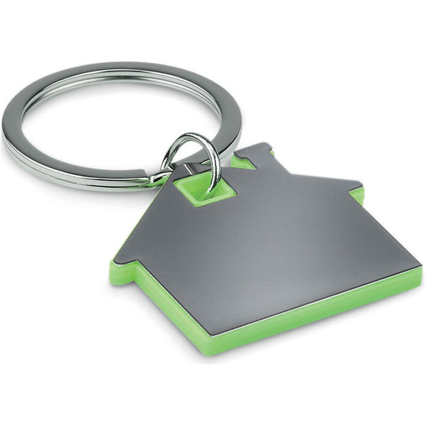 Printed House shape plastic key ring
