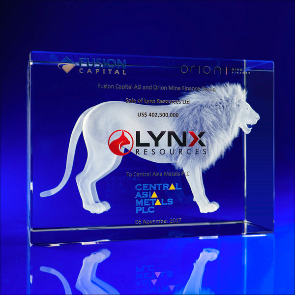 Printed Crystal Glass Tombstone Award or Trophy