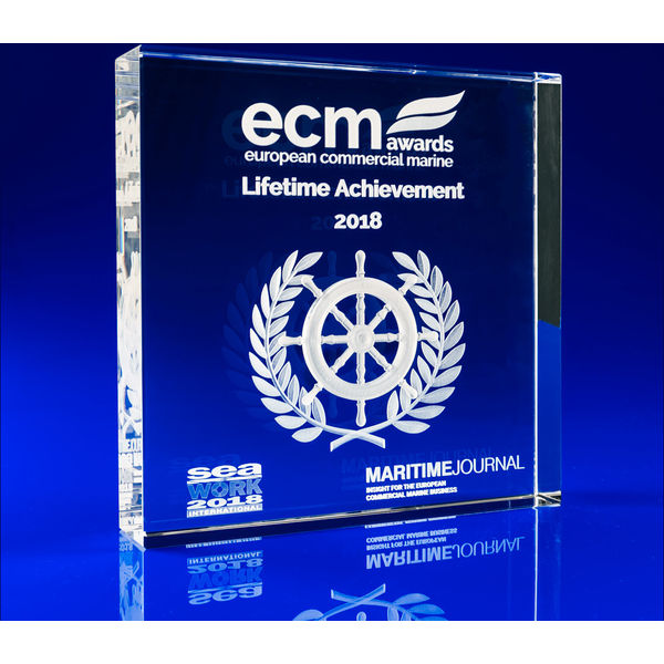 Printed Crystal Square Award or Trophy