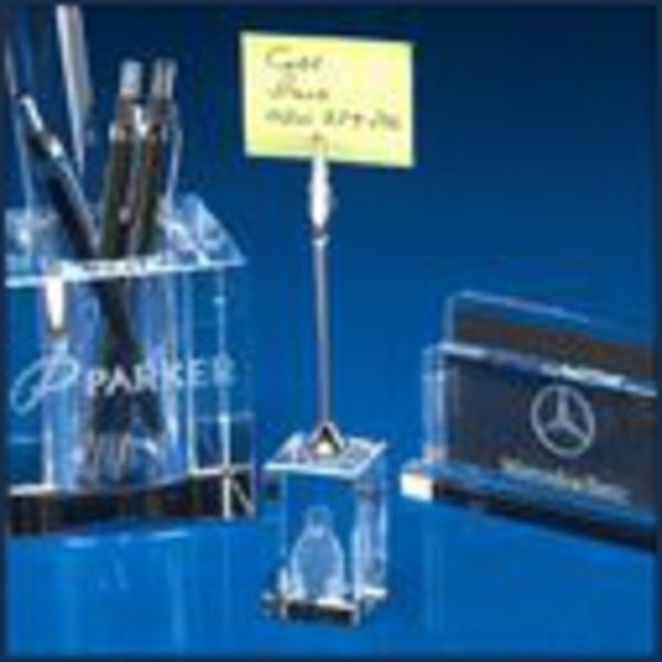 Printed Crystal Business Card Holder / Letter Rack