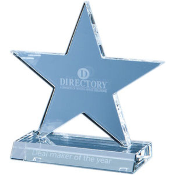 Promotional 13cm Optical Crystal 5 Pointed Star on Base Award