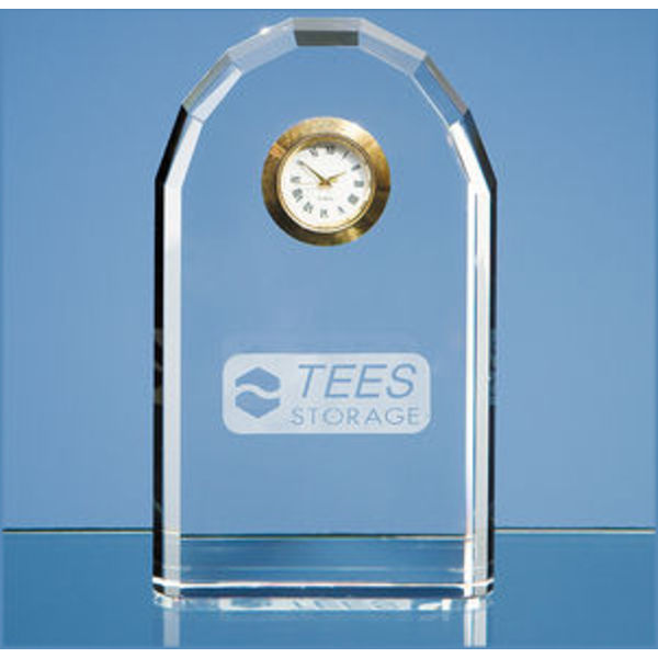 Printed 13cm Optical Crystal Bevelled Arch Clock