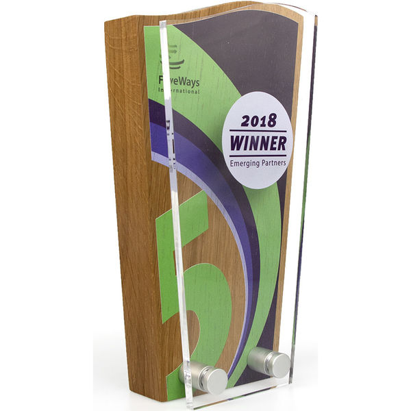 Printed Large Real Wood Block Awards with Acrylic Face Plate - Simple ...