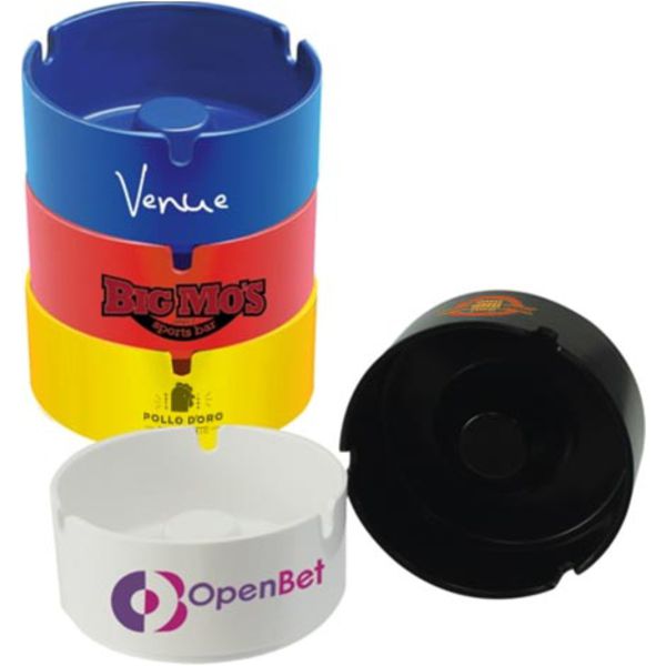 Printed Plastic Coloured Ashtray | Branding Ovation | Logo Printed ...
