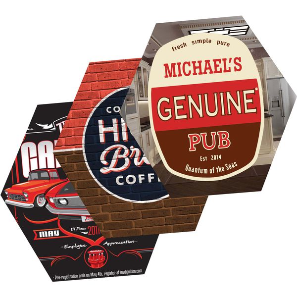 Printed Hexagonal Foamed Backed Plastic Coaster