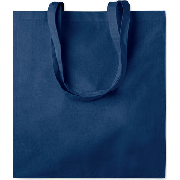 Promotional Royal blue cotton reusable shopping bag with long handles ...
