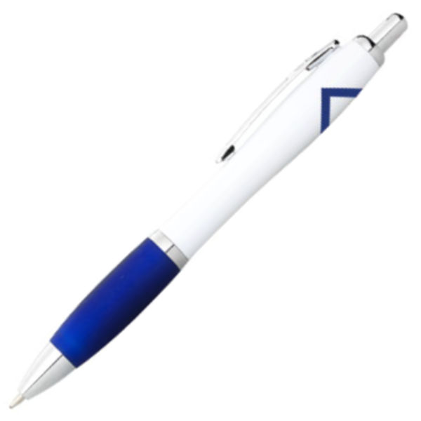 Promotional Bullet Nash ballpoint pen with white barrel and coloured grip