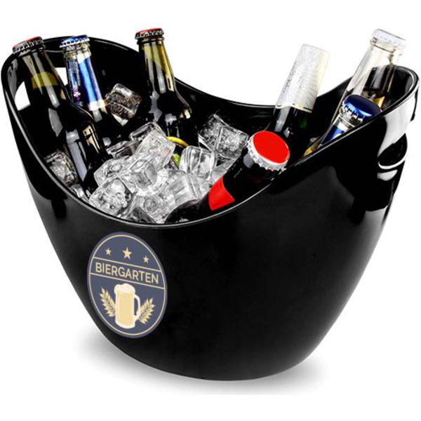 Printed Black Plastic Ice Bucket - 6L