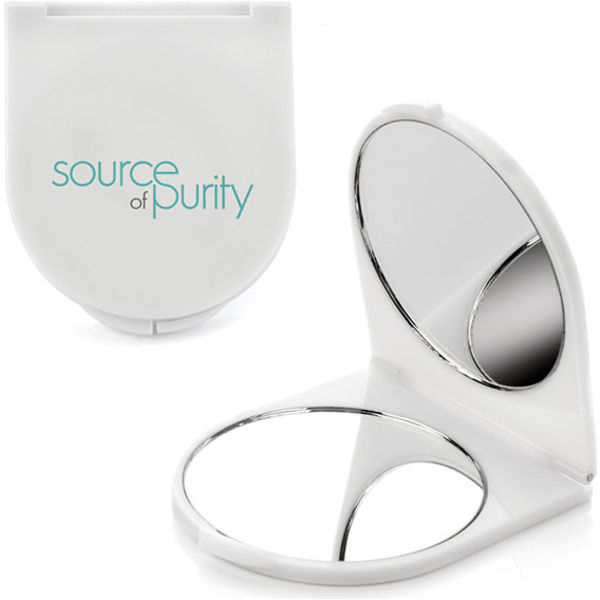 Printed White Plastic Compact Mirror