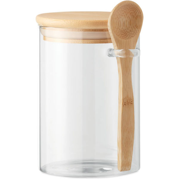 Printed Glass Jar With Spoon 600 Ml