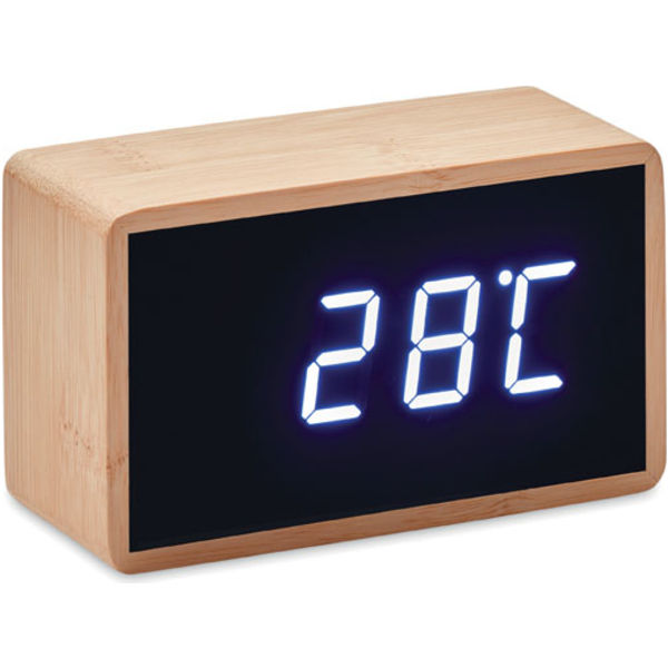 Promotional LED Alarm Clock Bamboo Casing