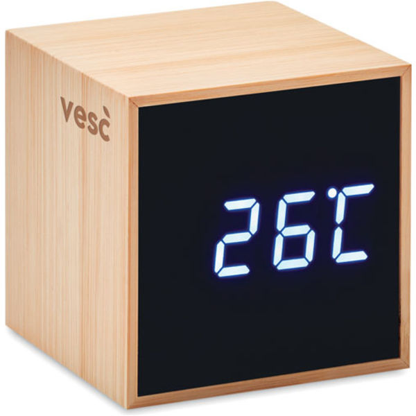 Printed LED Alarm Clock Bamboo Casing