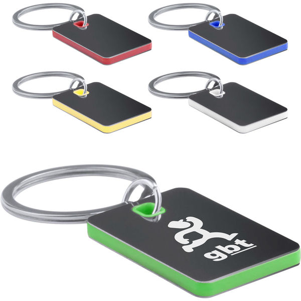 Printed Metal Rectangular Keyring