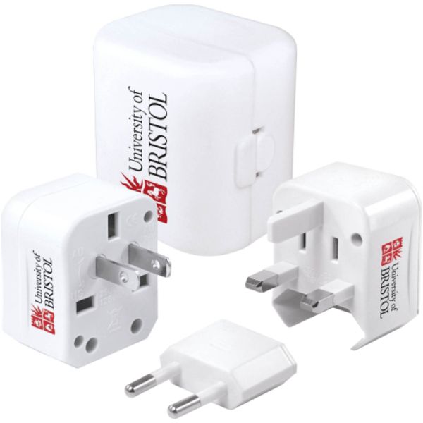 Promotional Worldwide Travel Adaptor - 4-in-1 logo printed with your ...