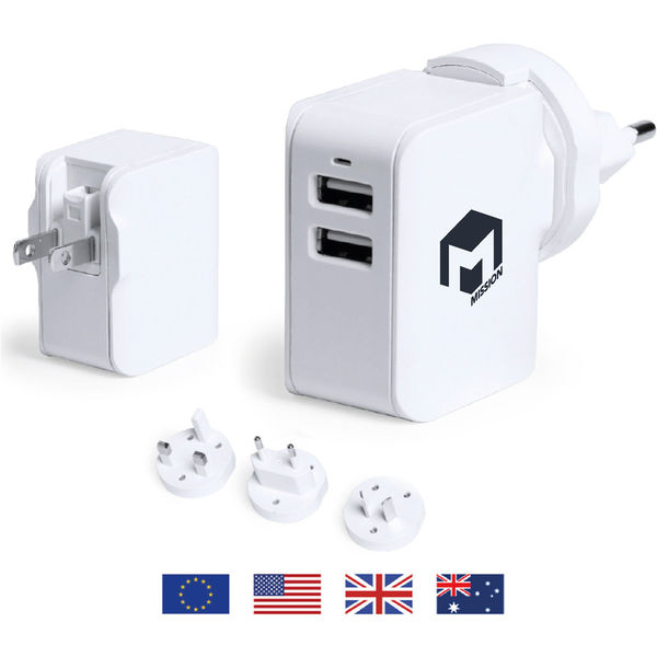Promotional Travel Adapter Duban logo printed with your brand artwork ...