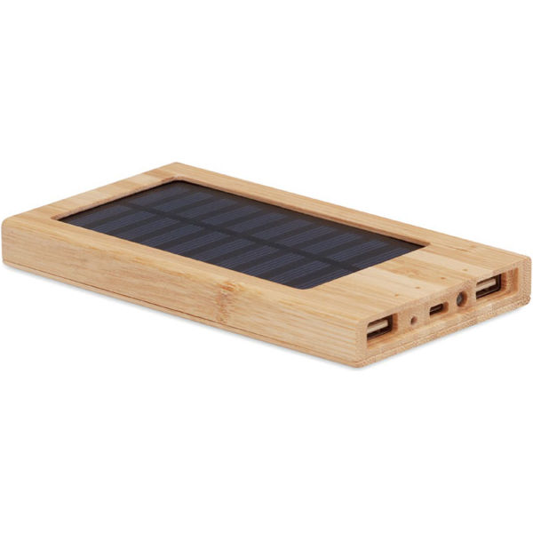 Printed Solar power bank 4000 mAh in bamboo - eco friendly powerbank ...