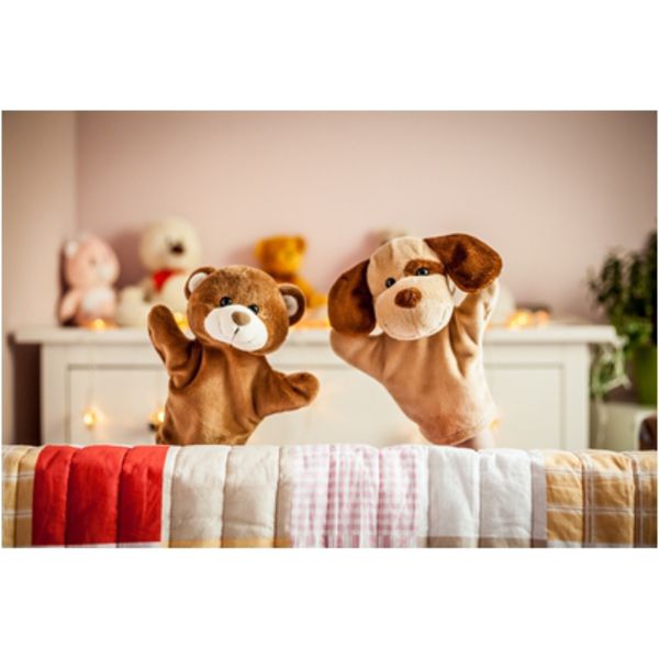 Printed Plush teddy bear, hand puppet , Ripley