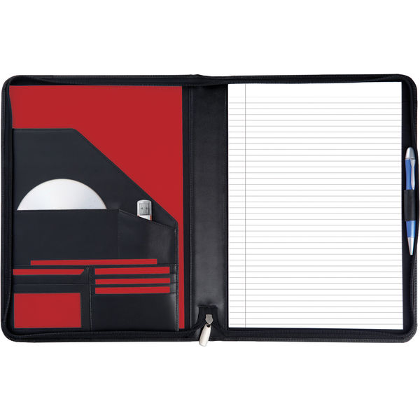 Printed Malvern A4 Zipped Folder In Black