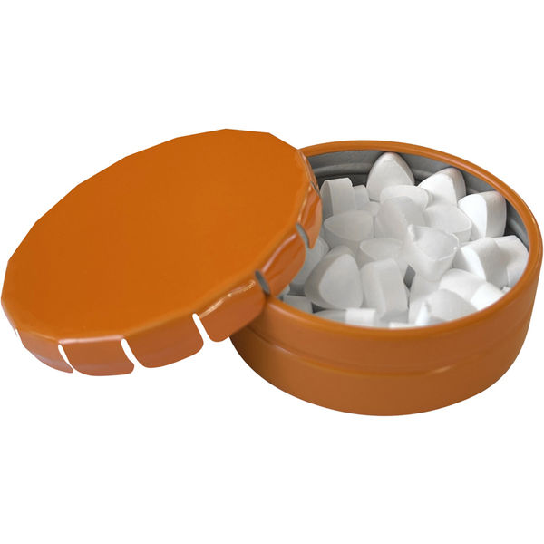 Promotional Round click tin with sugar free mints
